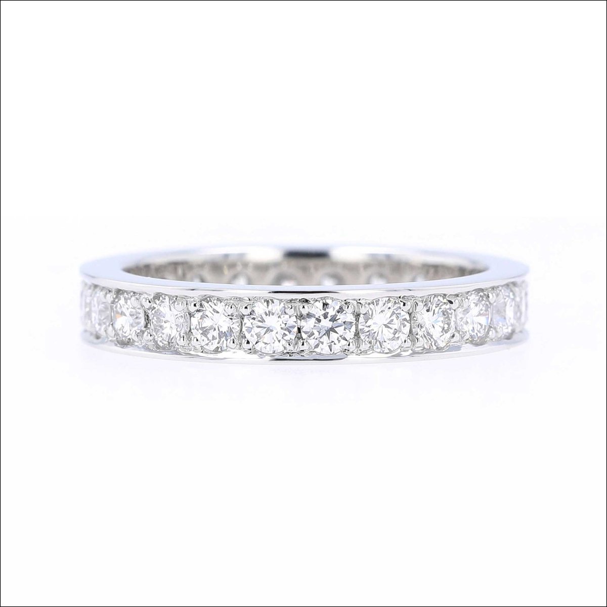 Bead Set Bright Cut Diamond 1.51cttw Eternity Band in Platinum | Jewelsmith