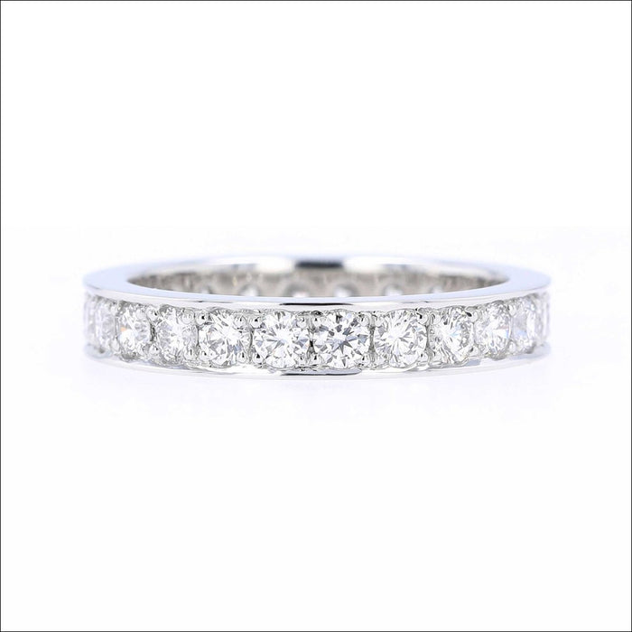 Bead Set Bright Cut Diamond 1.51cttw Eternity Band in Platinum | Jewelsmith