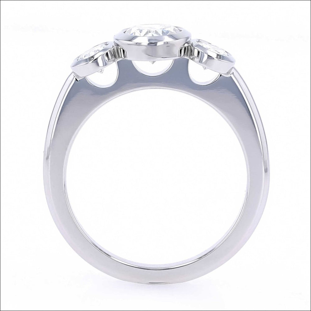 3-Stone Oval Diamond Floating Bezel Engagement Ring Platinum