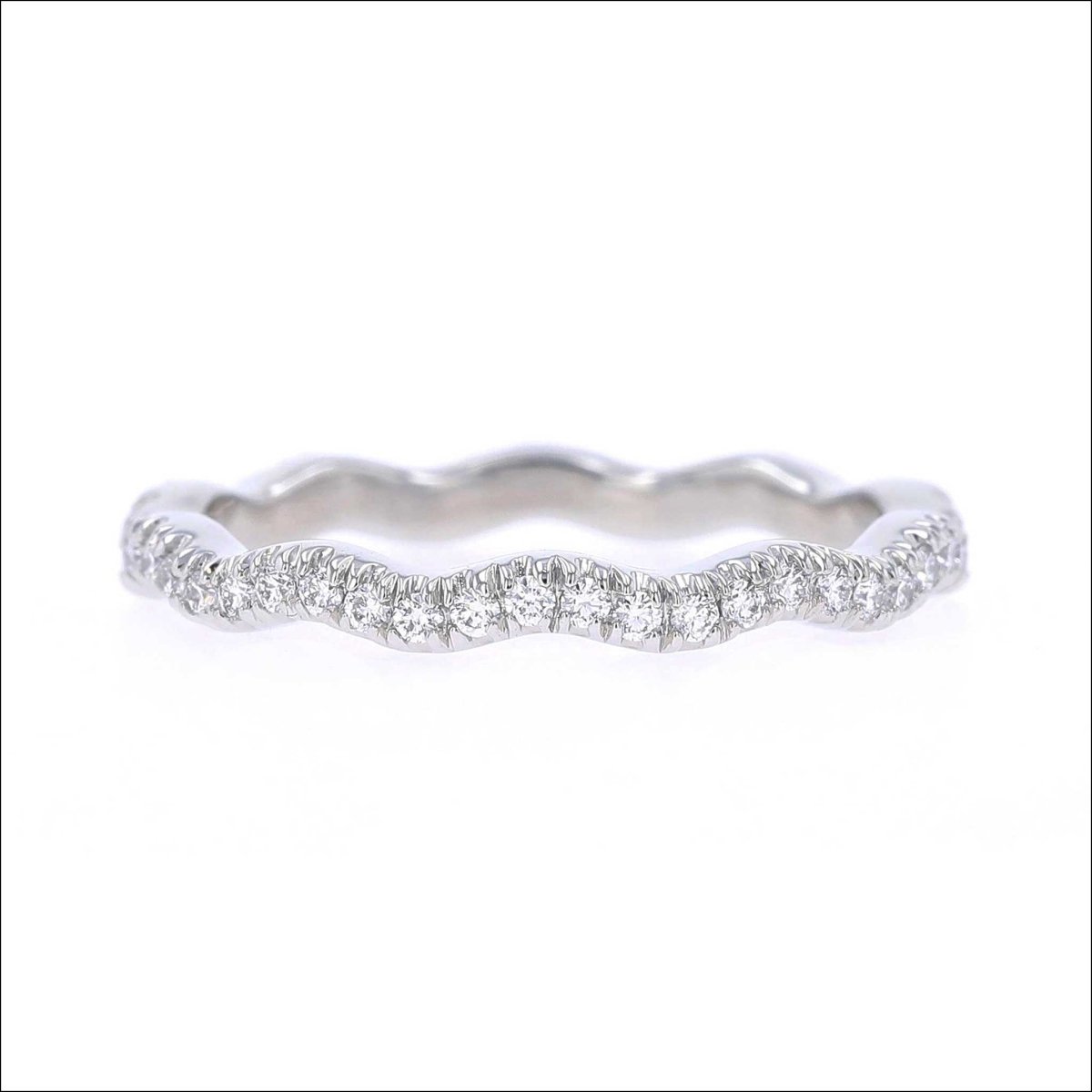 Wavy Diamond Eternity Stacking Band Platinum