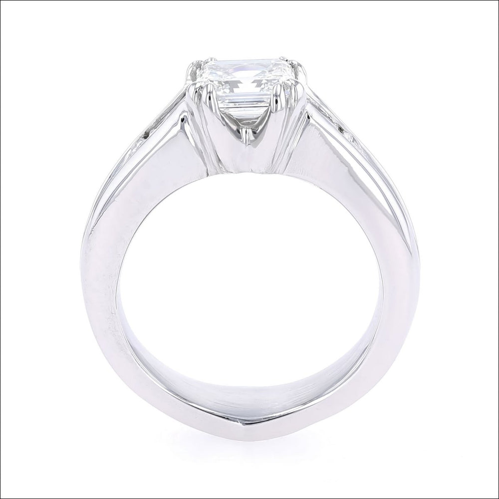 Emerald Cut Diamond Tapered Baguette Engagement Ring Platinum