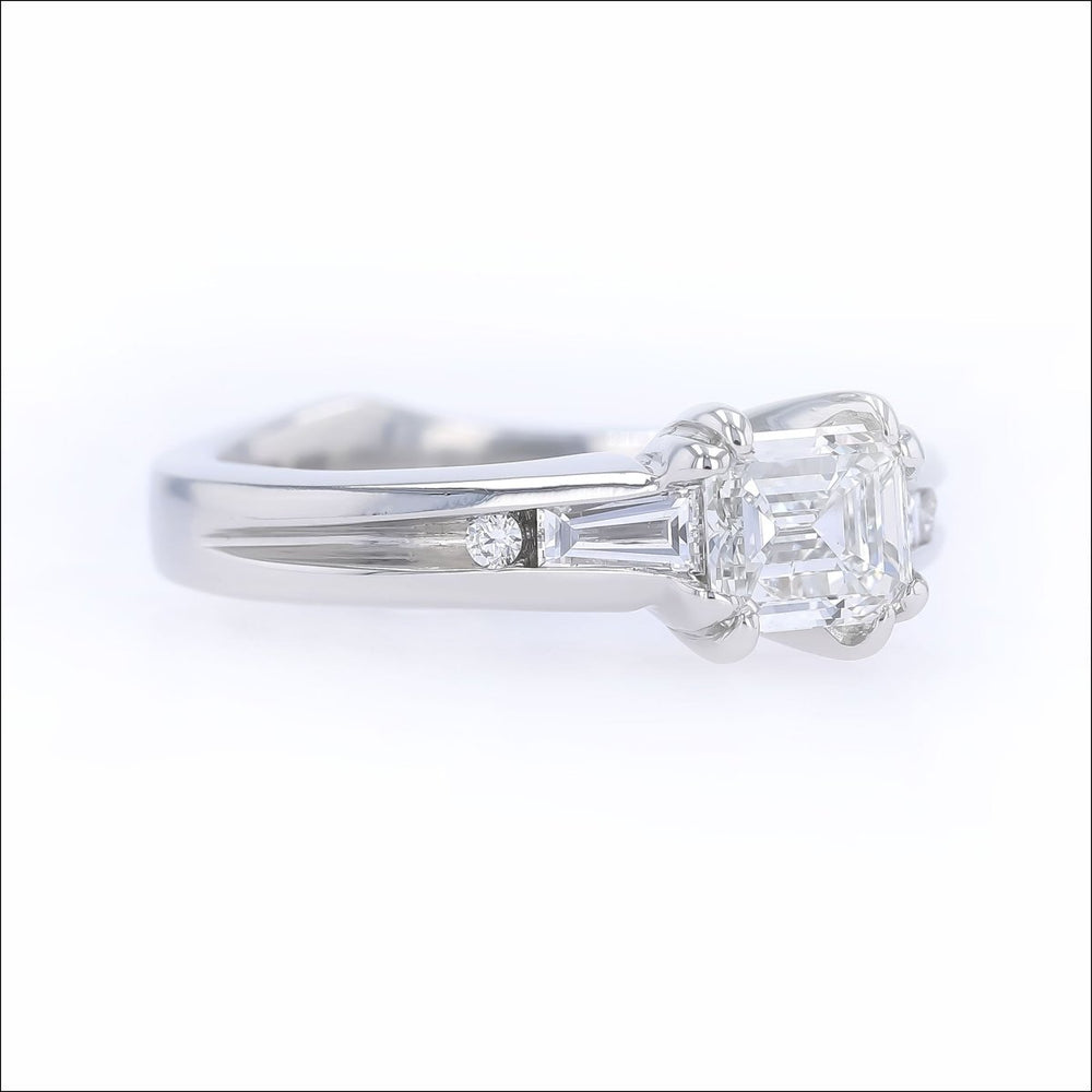 Emerald Cut Diamond Tapered Baguette Engagement Ring Platinum