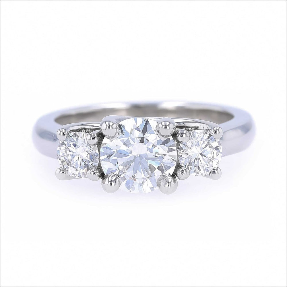Three-Stone Diamond Trellis Engagement Ring Platinum