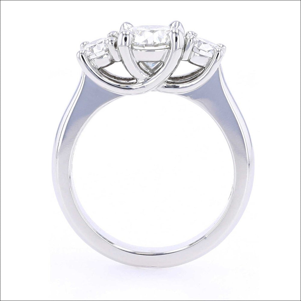 Three-Stone Diamond Trellis Engagement Ring Platinum